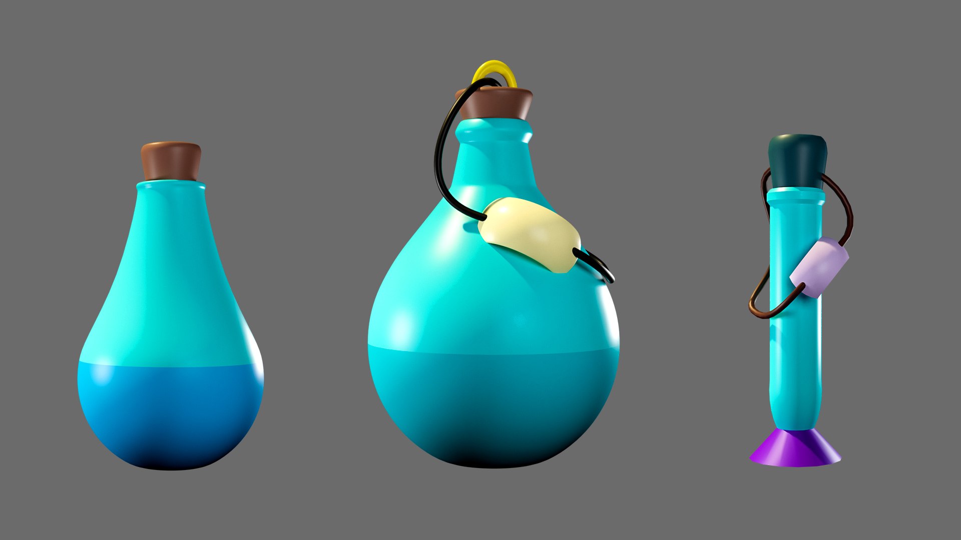 3D Model Cartoon Flasks - TurboSquid 2078827