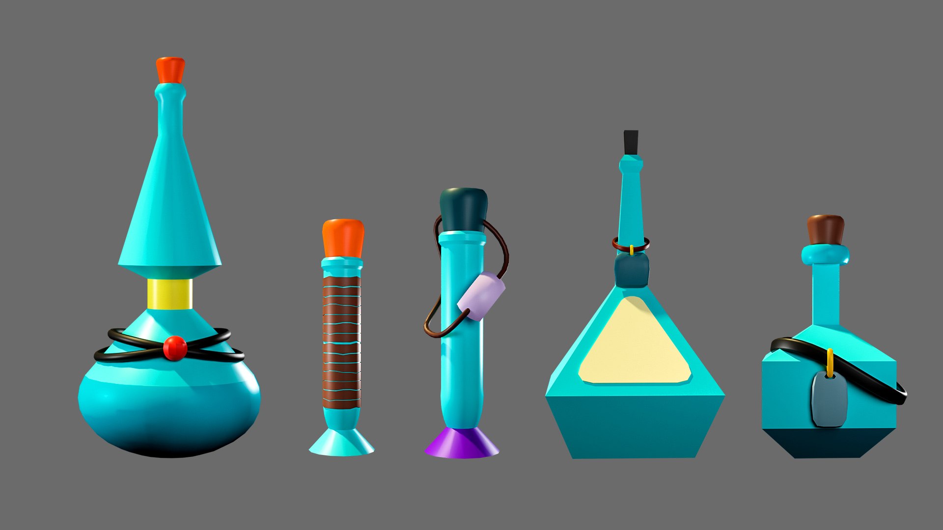 3D Model Cartoon Flasks - TurboSquid 2078827
