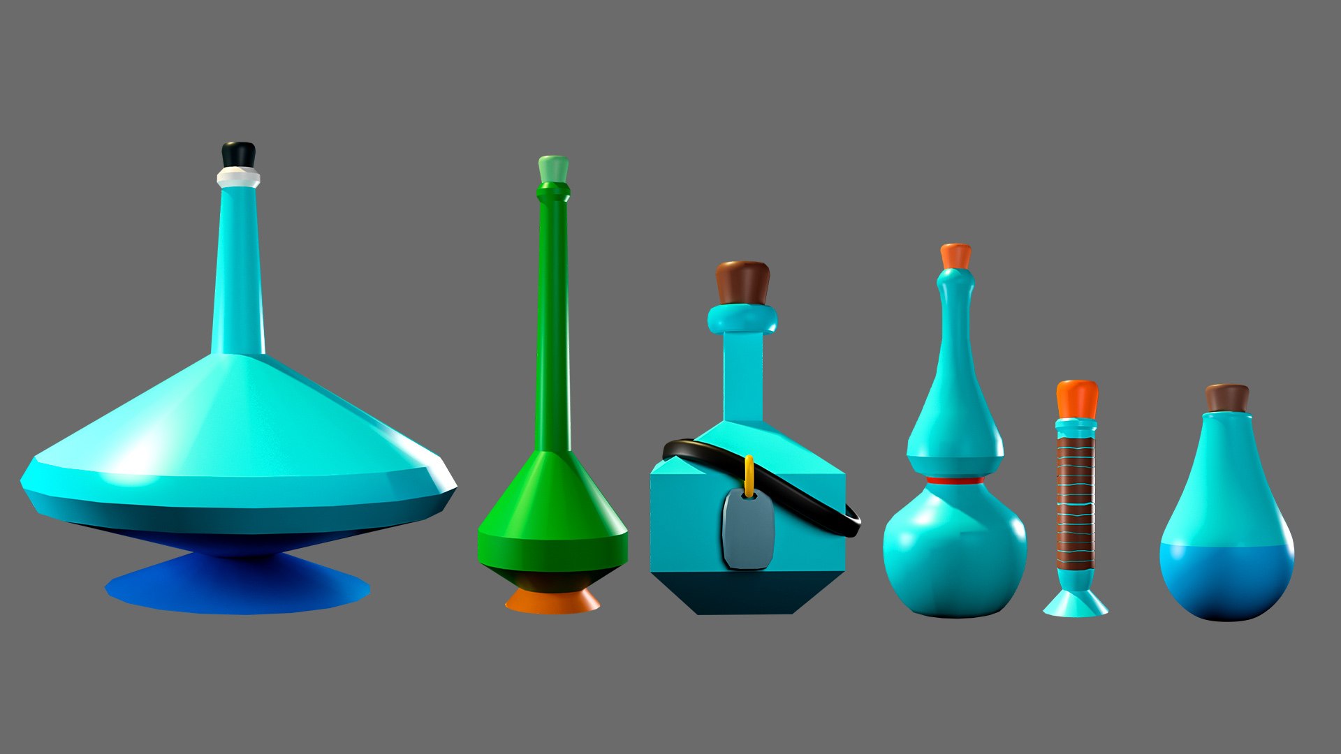 3D Model Cartoon Flasks - TurboSquid 2078827