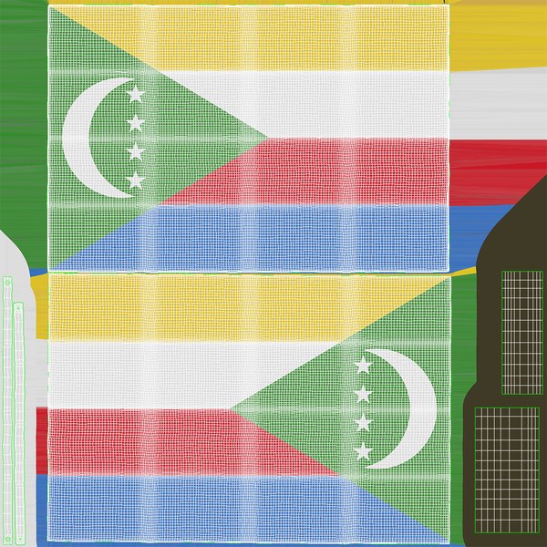 3D flag laying pose comoros model - TurboSquid 1601822