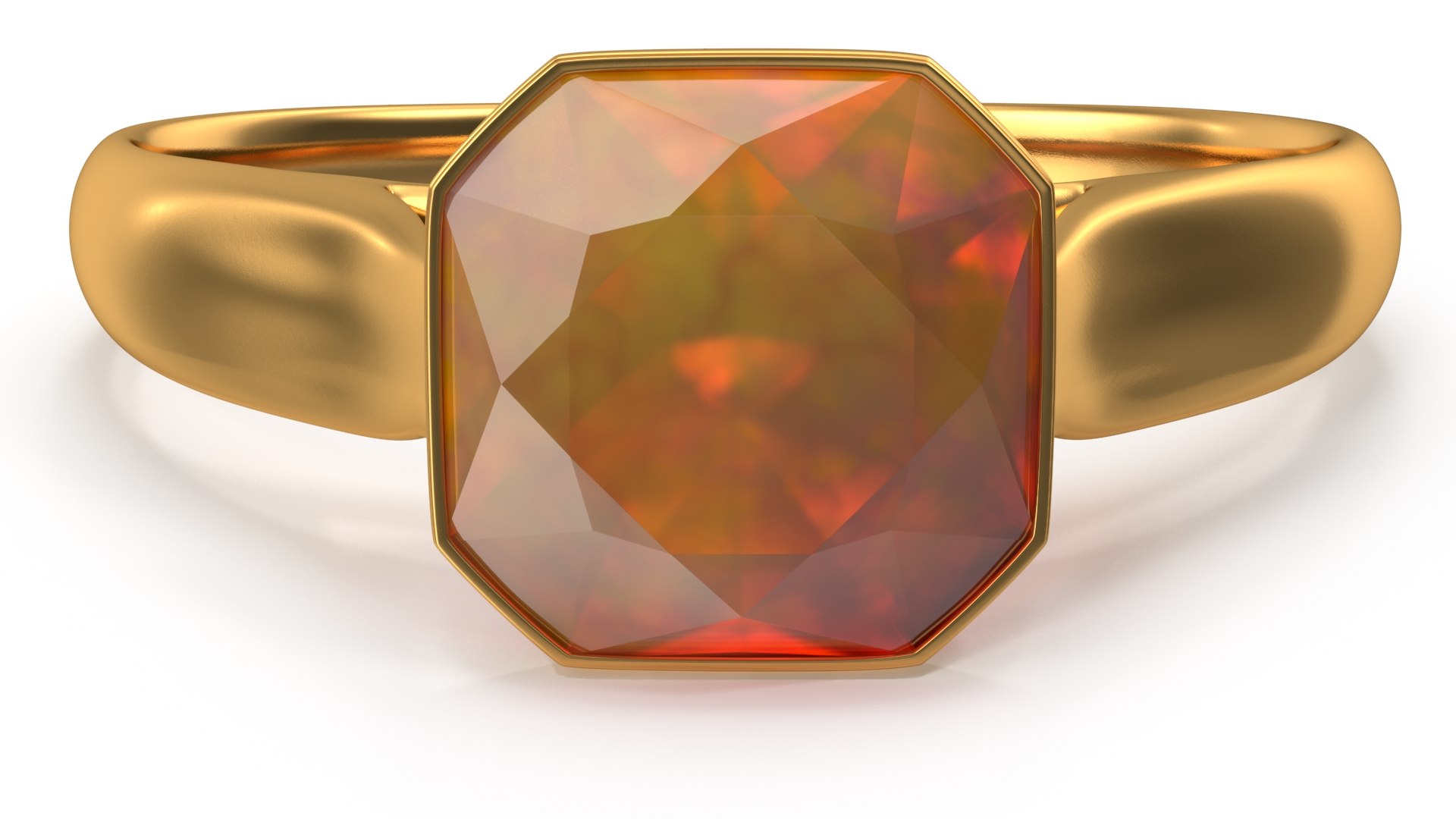 3D Asscher Cut Amber Wedding Gold Ring In Box V01 - TurboSquid 1969493