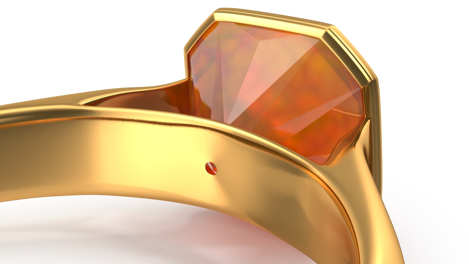 3D Asscher Cut Amber Wedding Gold Ring In Box V01 - TurboSquid 1969493