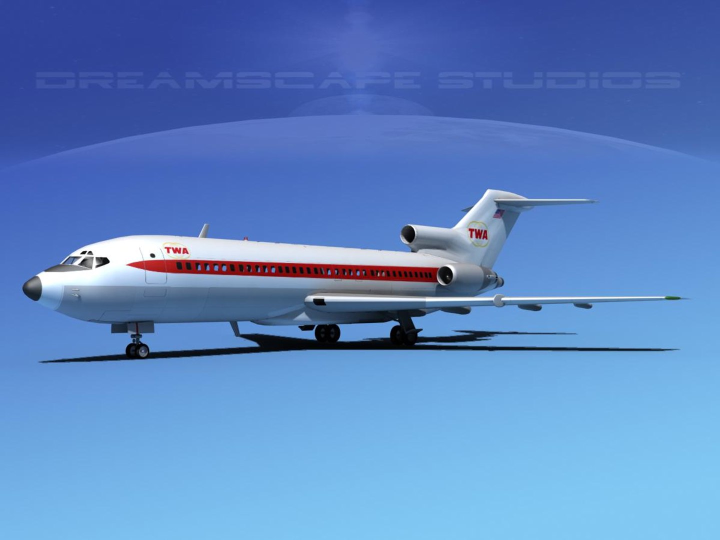 Airline Boeing 727 727-100 3d Max