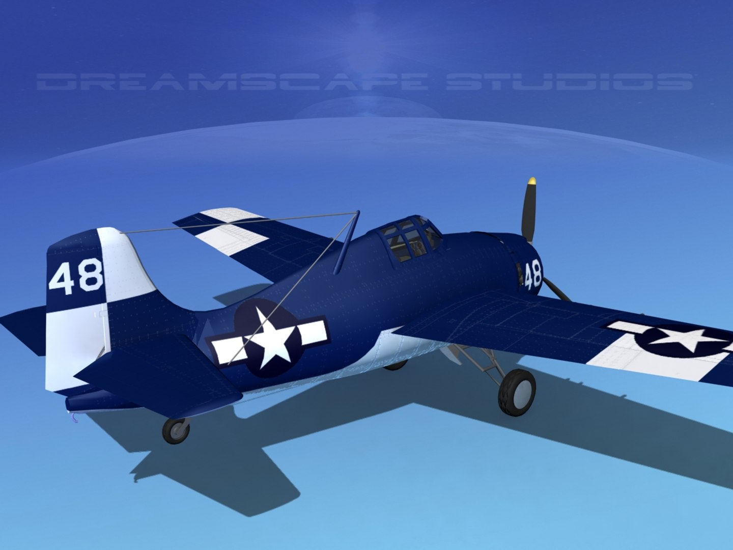grumman f4f-3 fighter aircraft 3d dwg