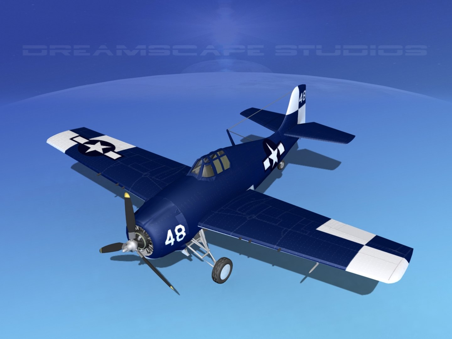 grumman f4f-3 fighter aircraft 3d dwg