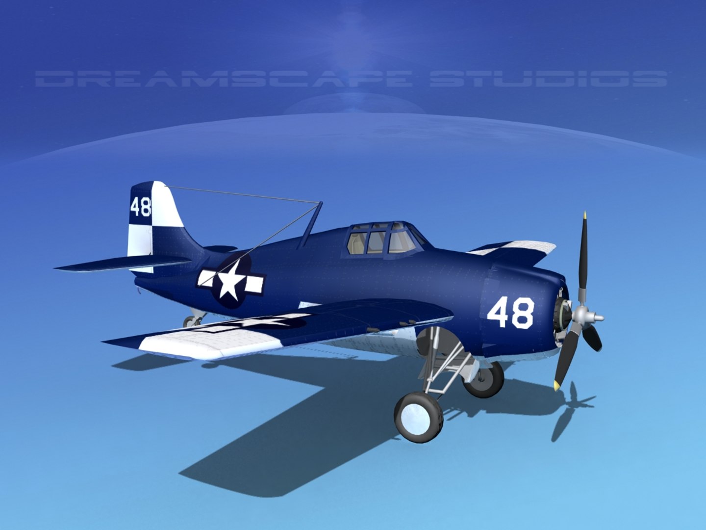 grumman f4f-3 fighter aircraft 3d dwg
