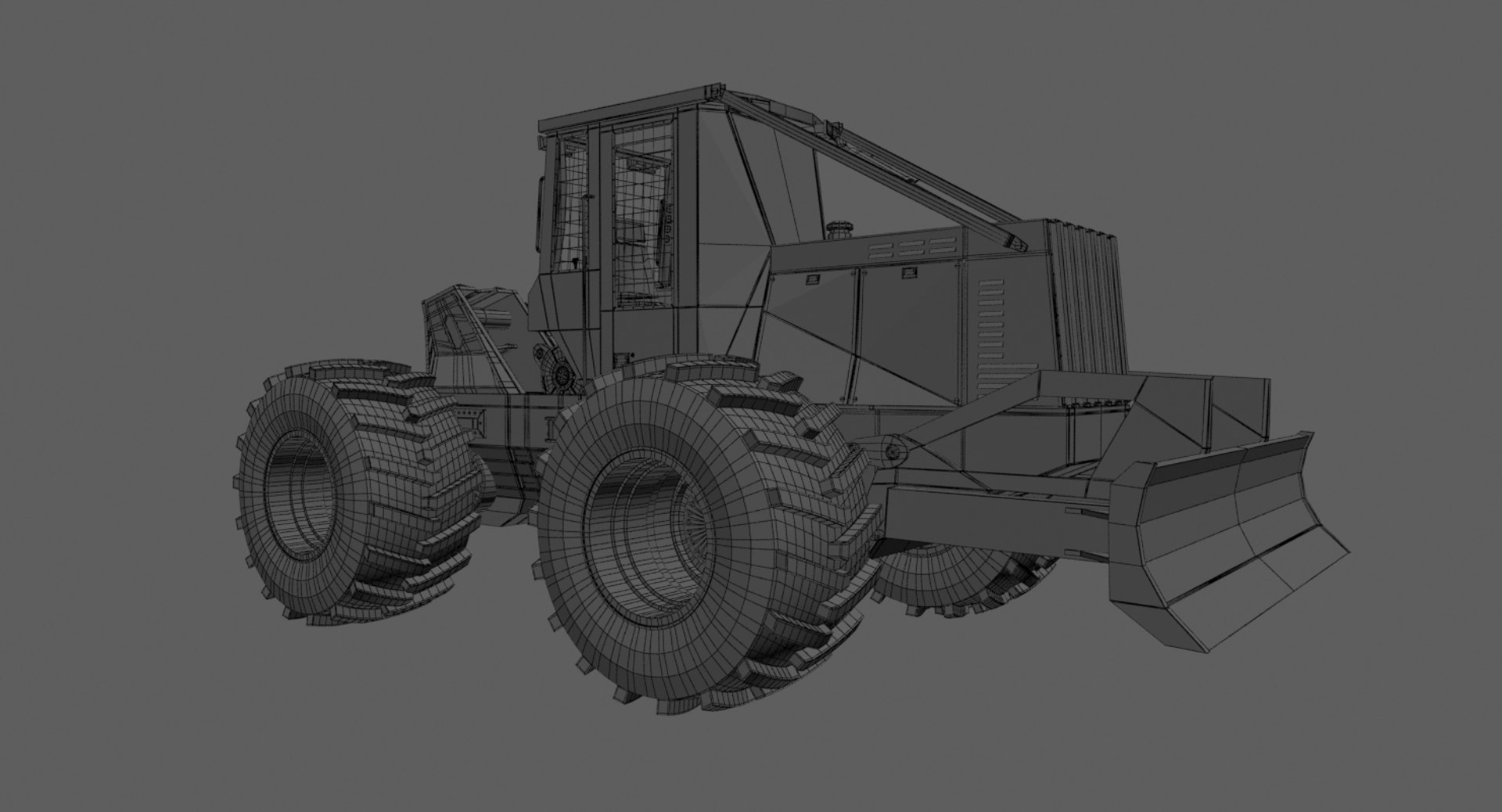 3d Model Skidder Trees Forest