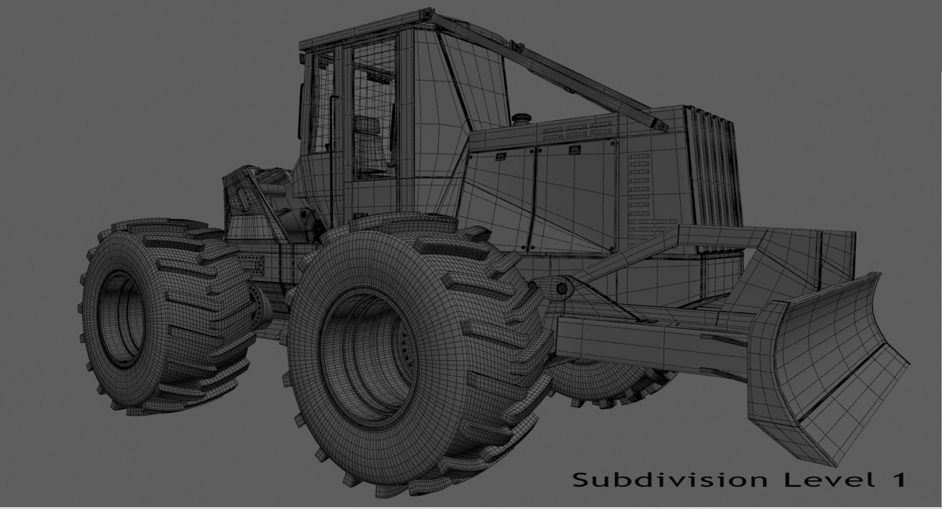 3d Model Skidder Trees Forest