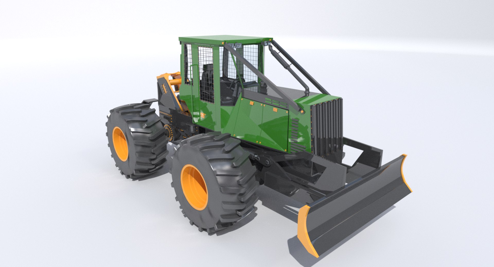 3d Model Skidder Trees Forest