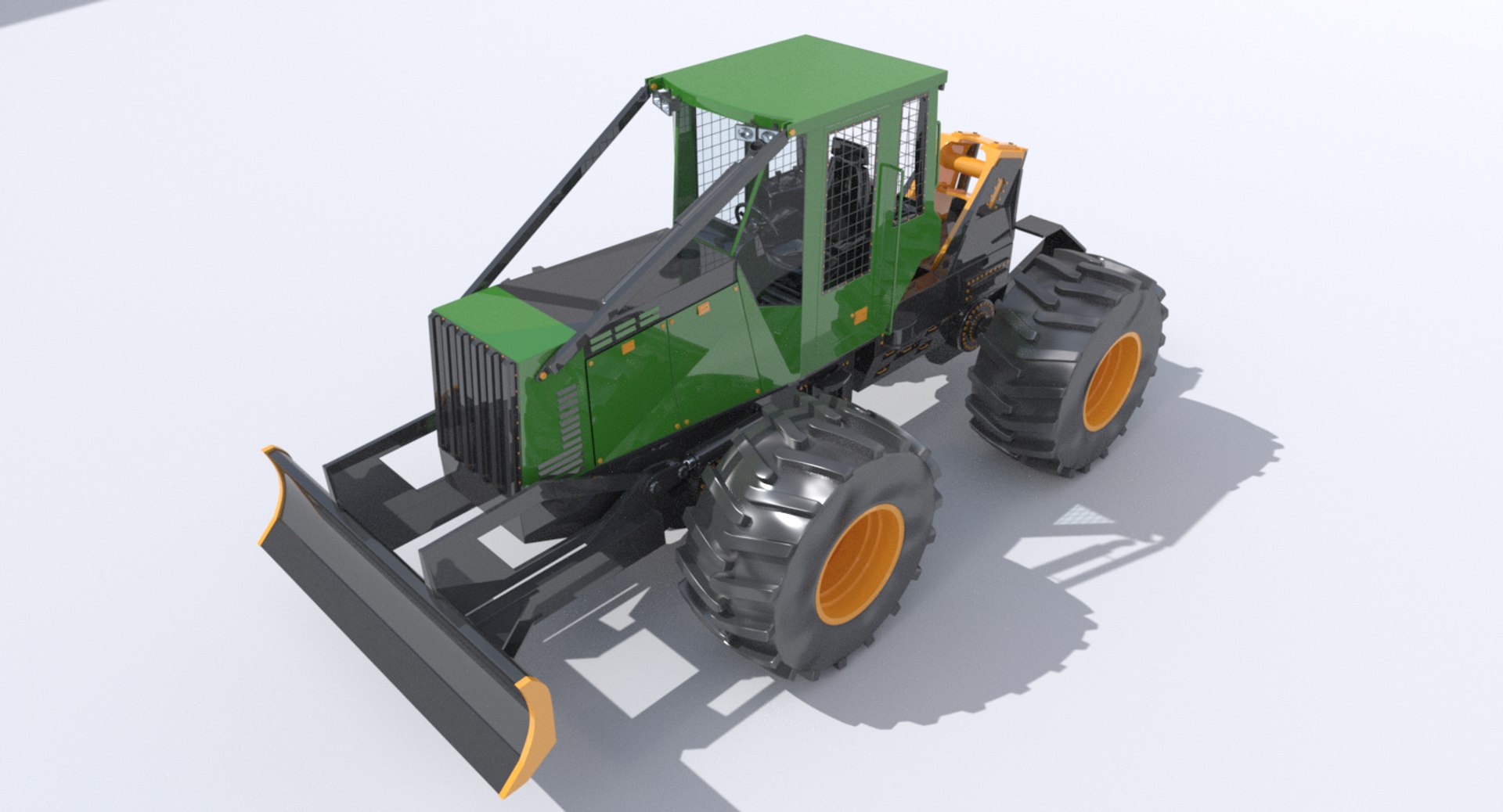 3d Model Skidder Trees Forest