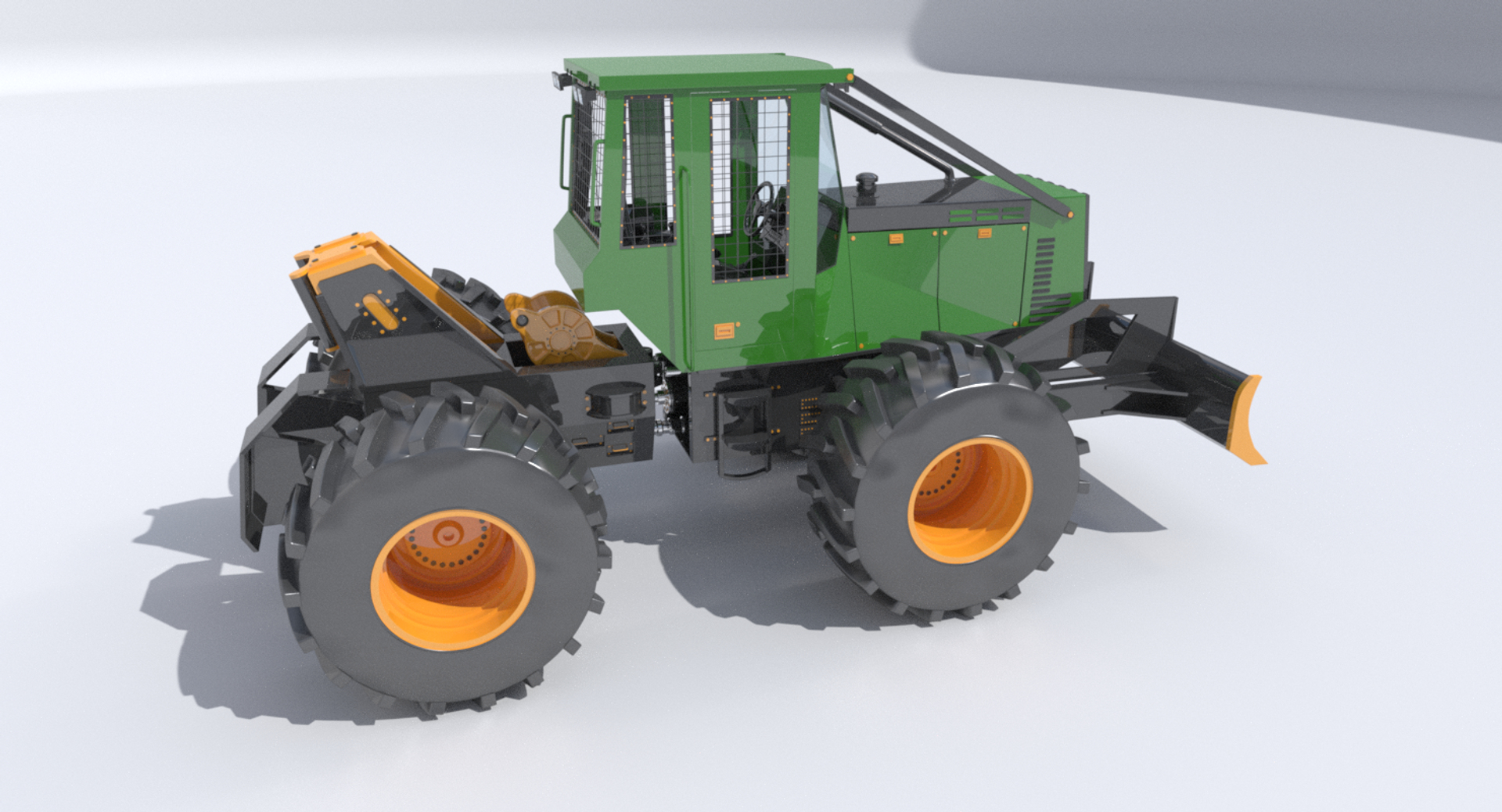 3d Model Skidder Trees Forest