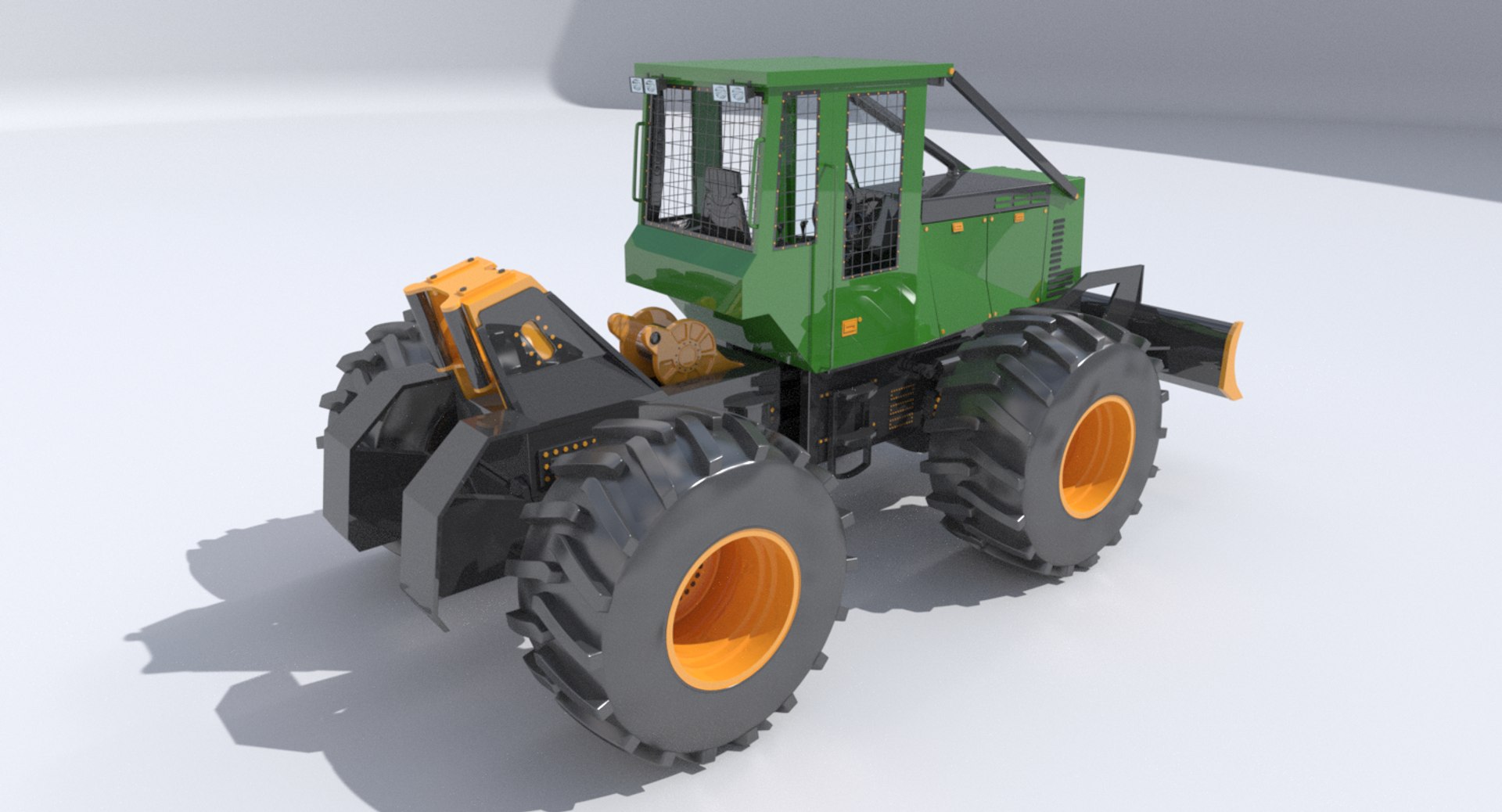 3d Model Skidder Trees Forest