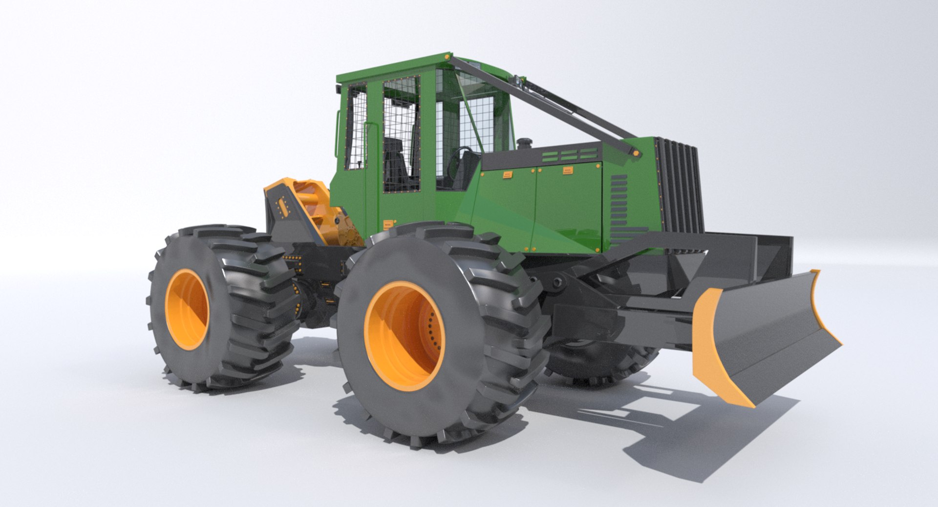 3d Model Skidder Trees Forest