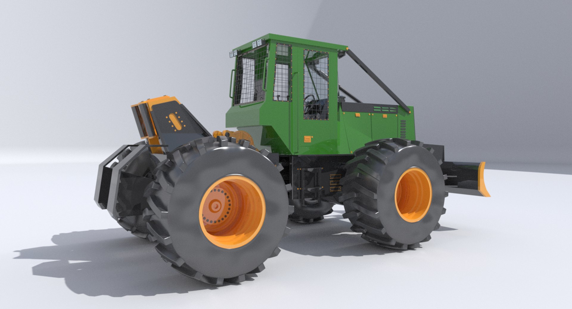 3d Model Skidder Trees Forest