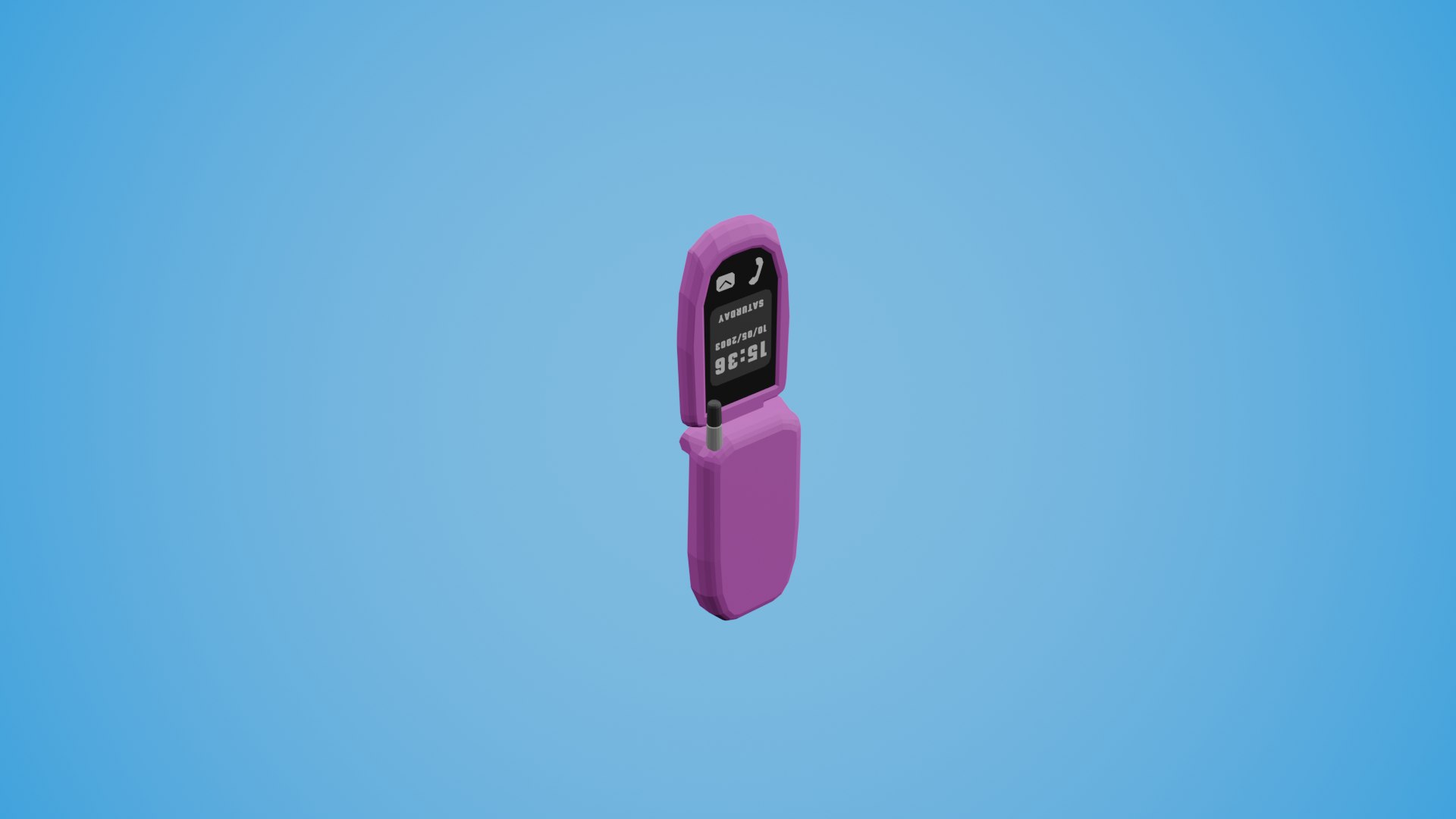3D Flip Phone with Antenna and Flat Screen model - TurboSquid 1918579