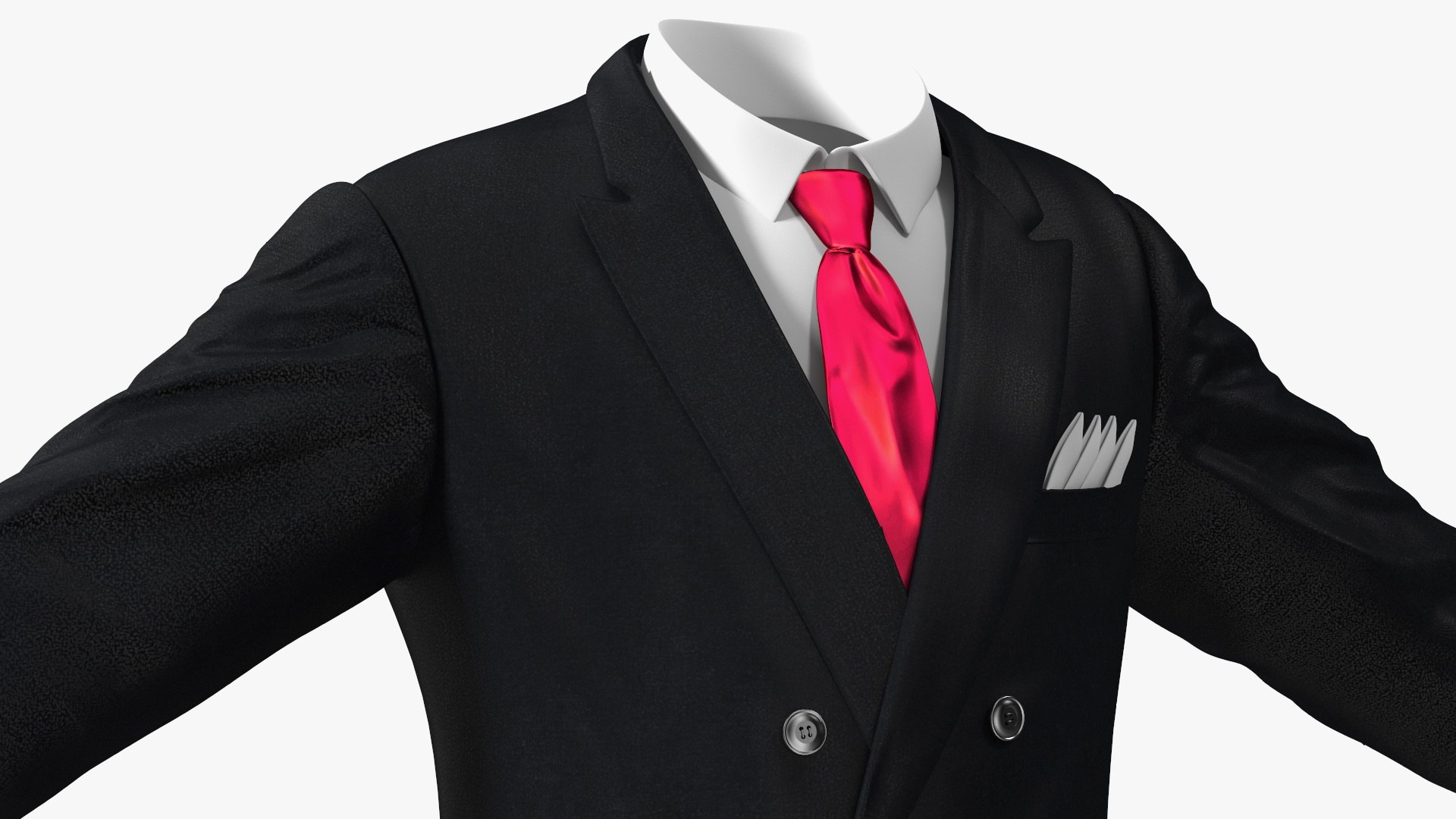 3D Black Suit Jacket And Red Necktie Model - TurboSquid 2133276