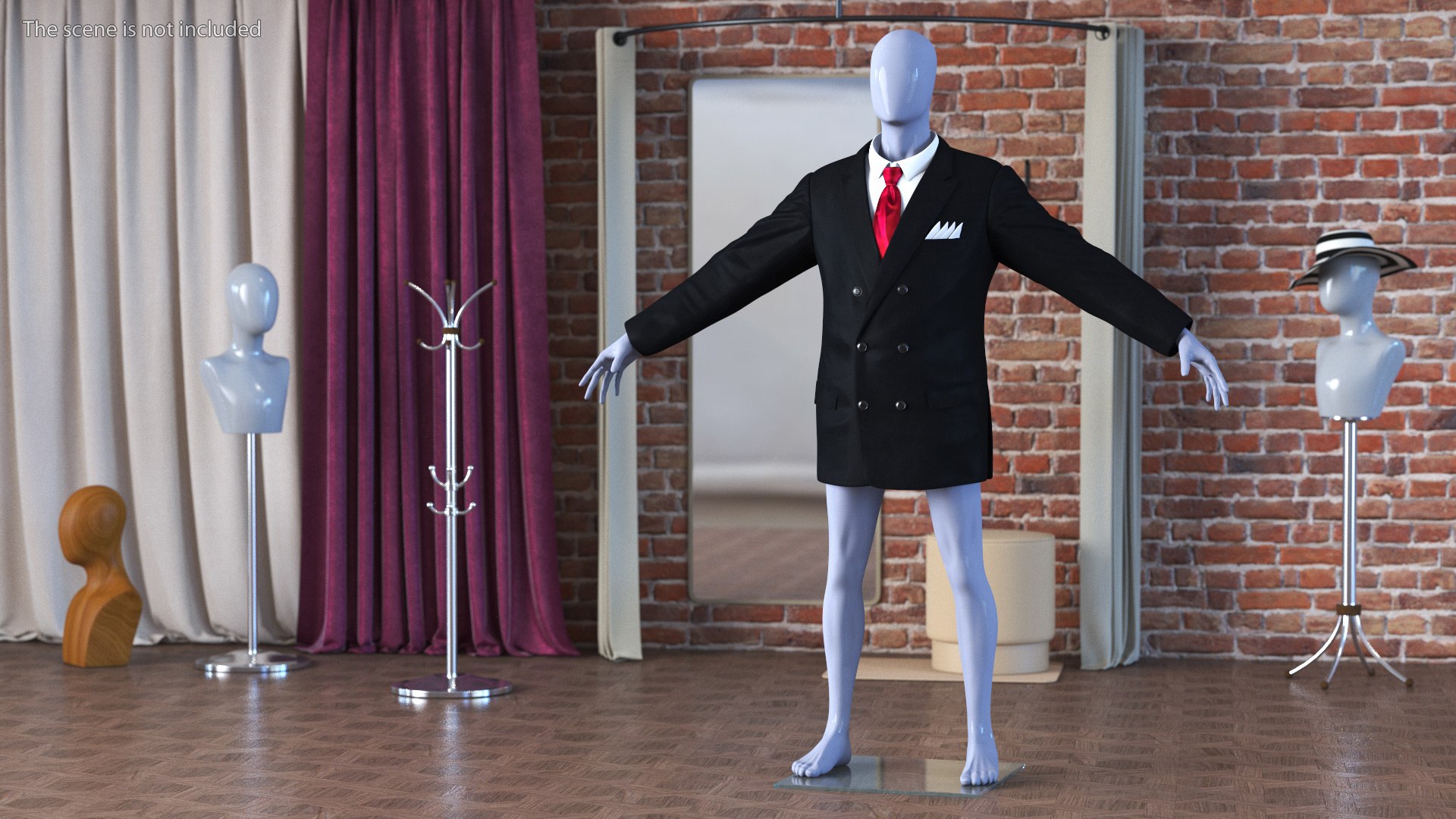 3D Black Suit Jacket And Red Necktie Model - TurboSquid 2133276