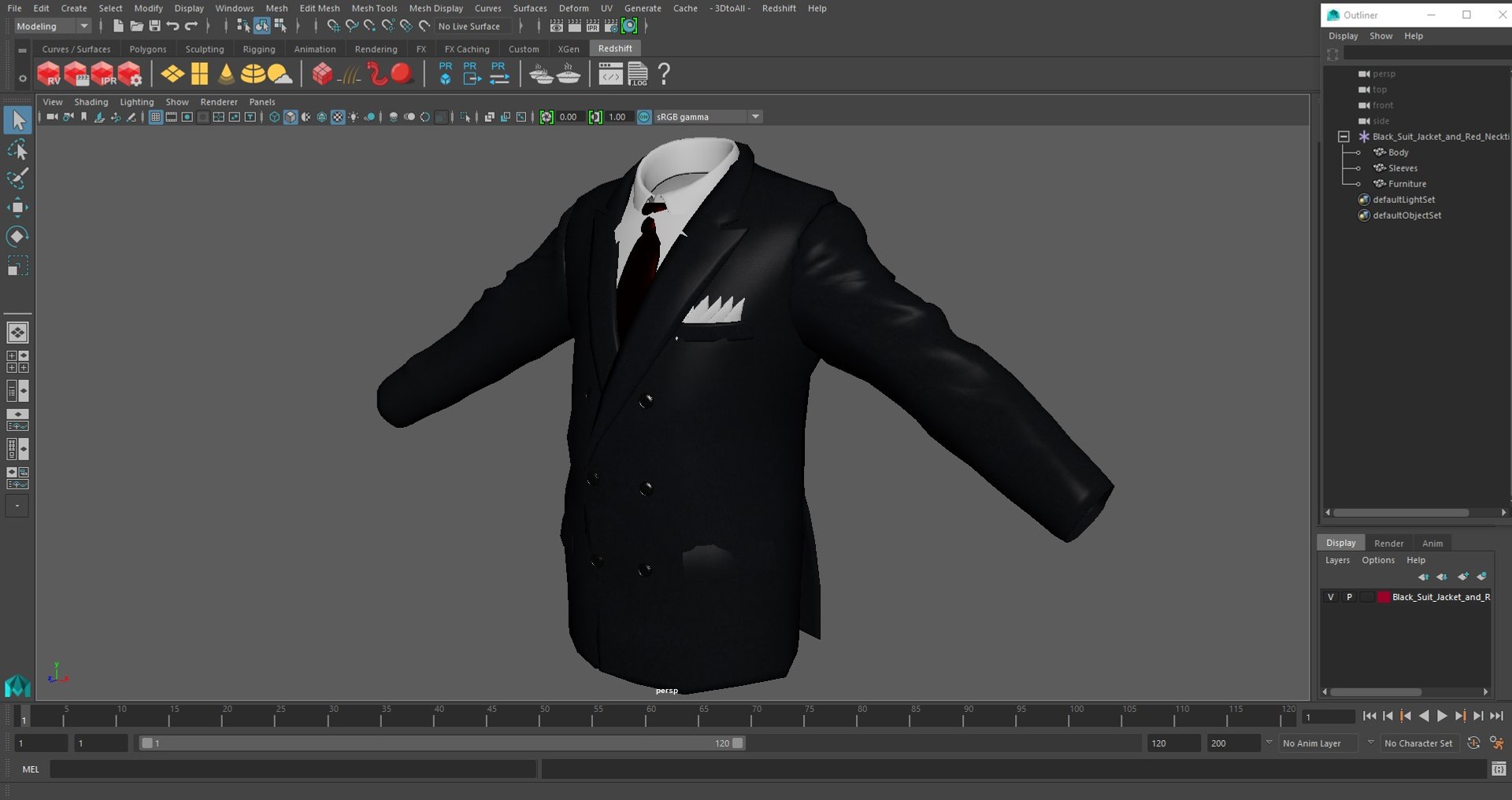 3D Black Suit Jacket and Red Necktie model - TurboSquid 2133276