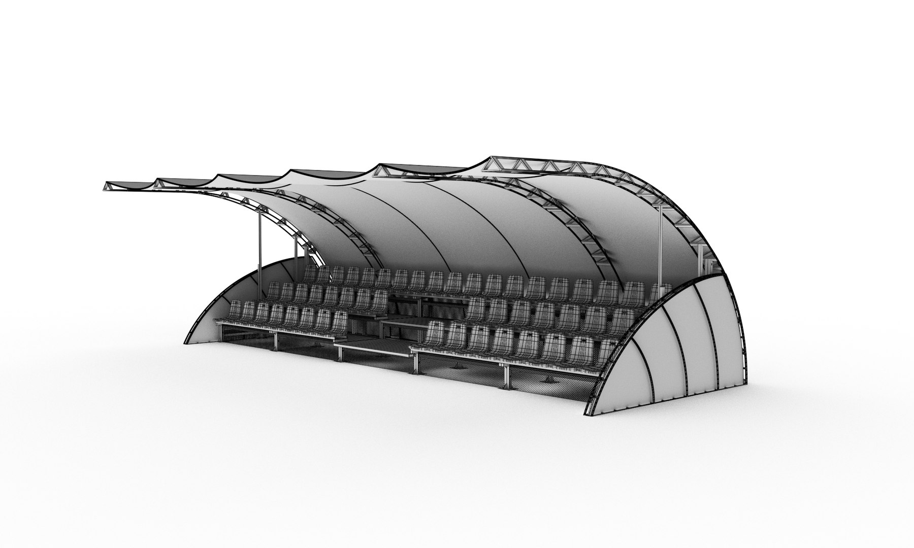 3D Awning Metal Construction Tribune - TurboSquid 1507715