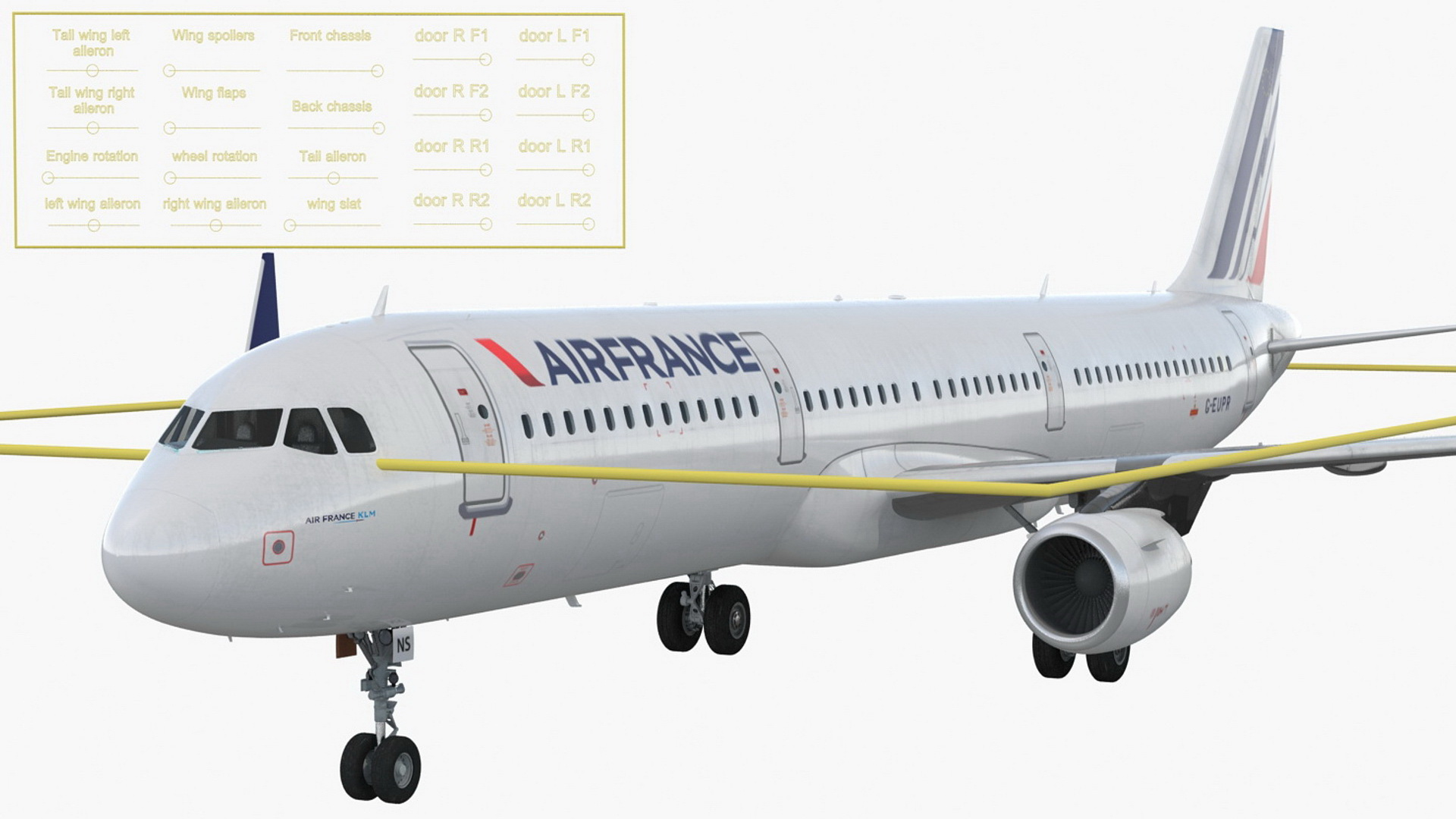 Air France Airbus A321 With Interior And Doors Rigged 3D Model ...