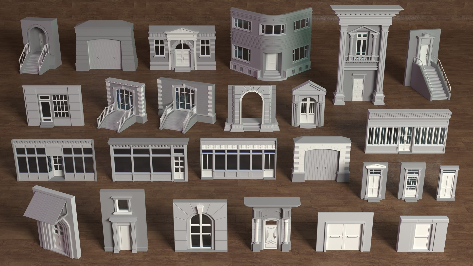 3D Building Facade Collection 2 - 25 Pieces Model - TurboSquid 1845130