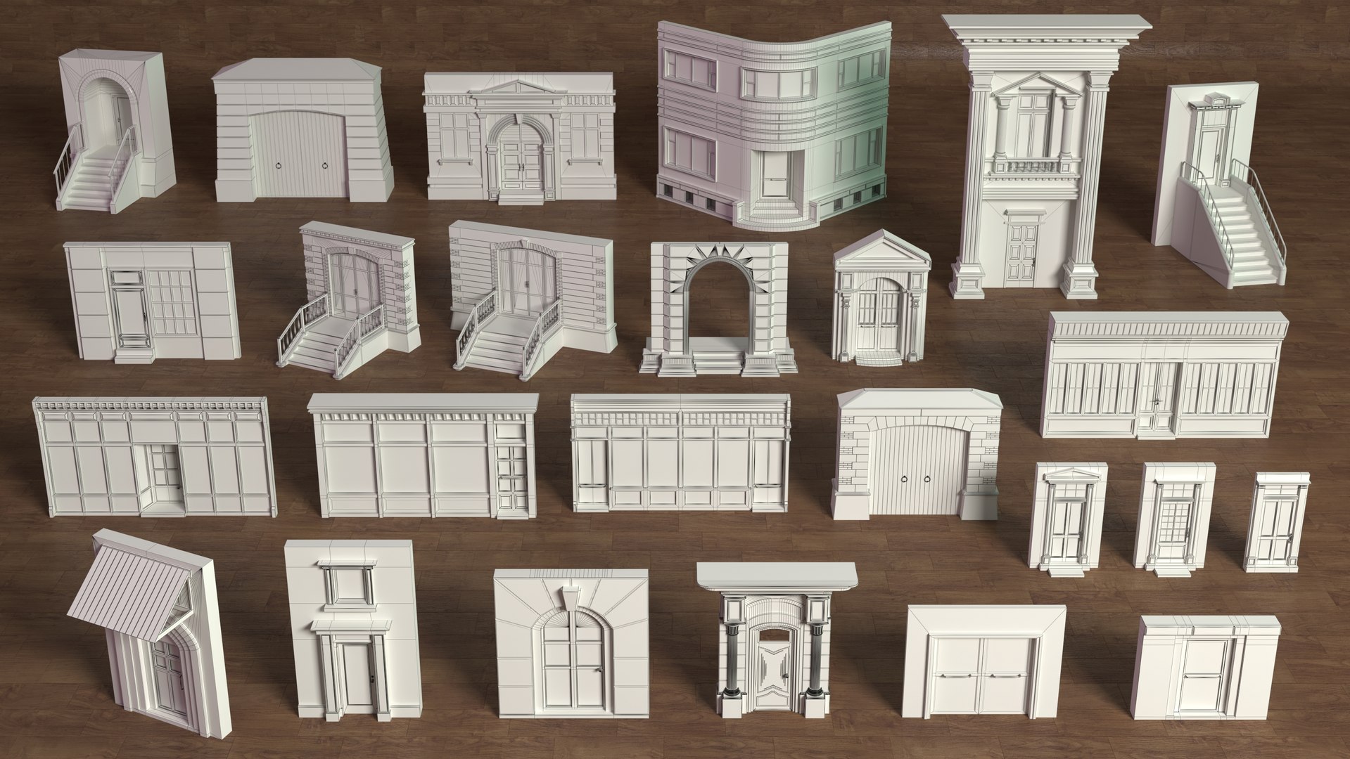 3D Building Facade Collection 2 - 25 Pieces Model - TurboSquid 1845130