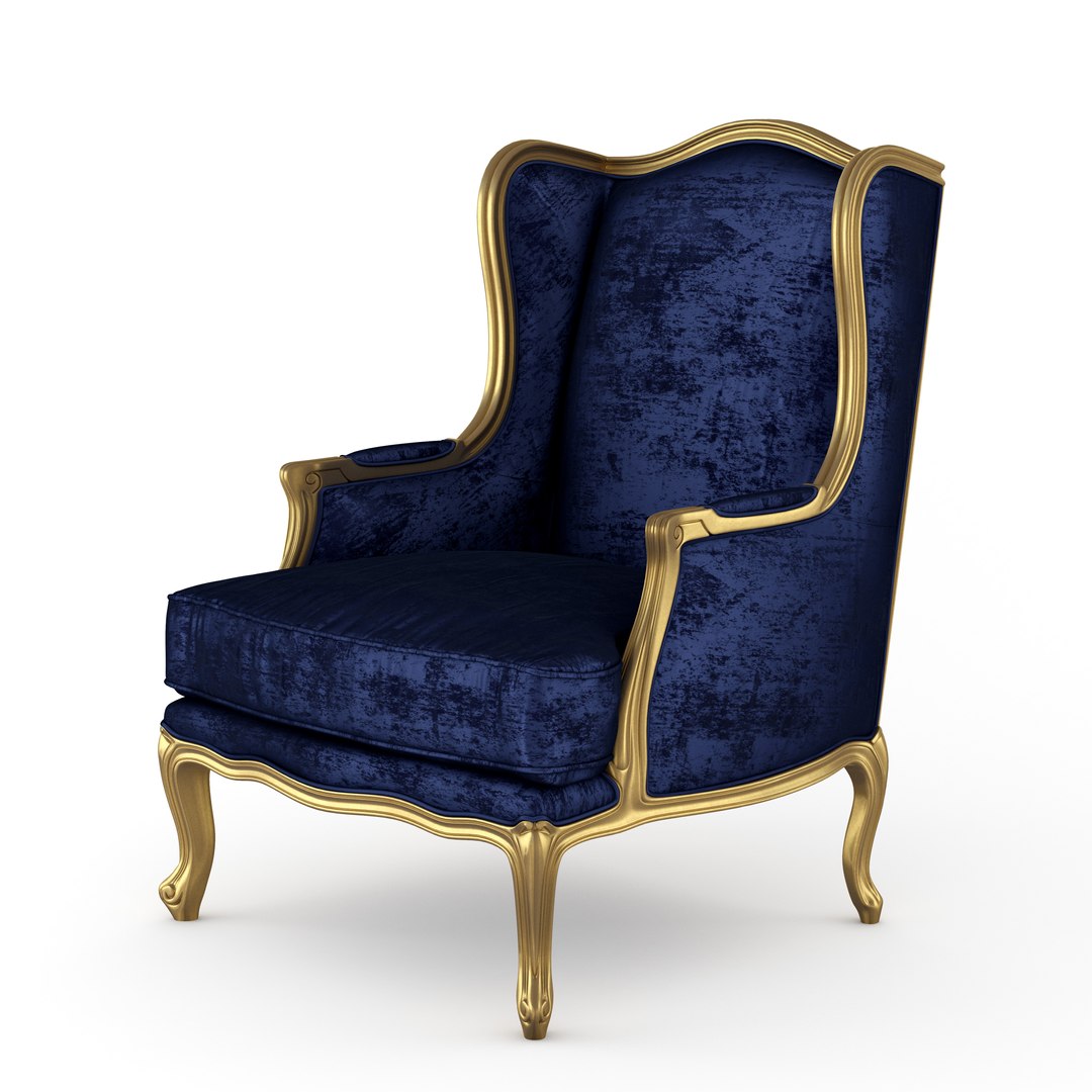 Classic Royal Blue Armchair By Modenese Model - TurboSquid 2290004