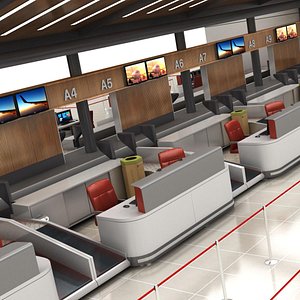 Airport Check-in Gates Waiting 3D Model - TurboSquid 1434223