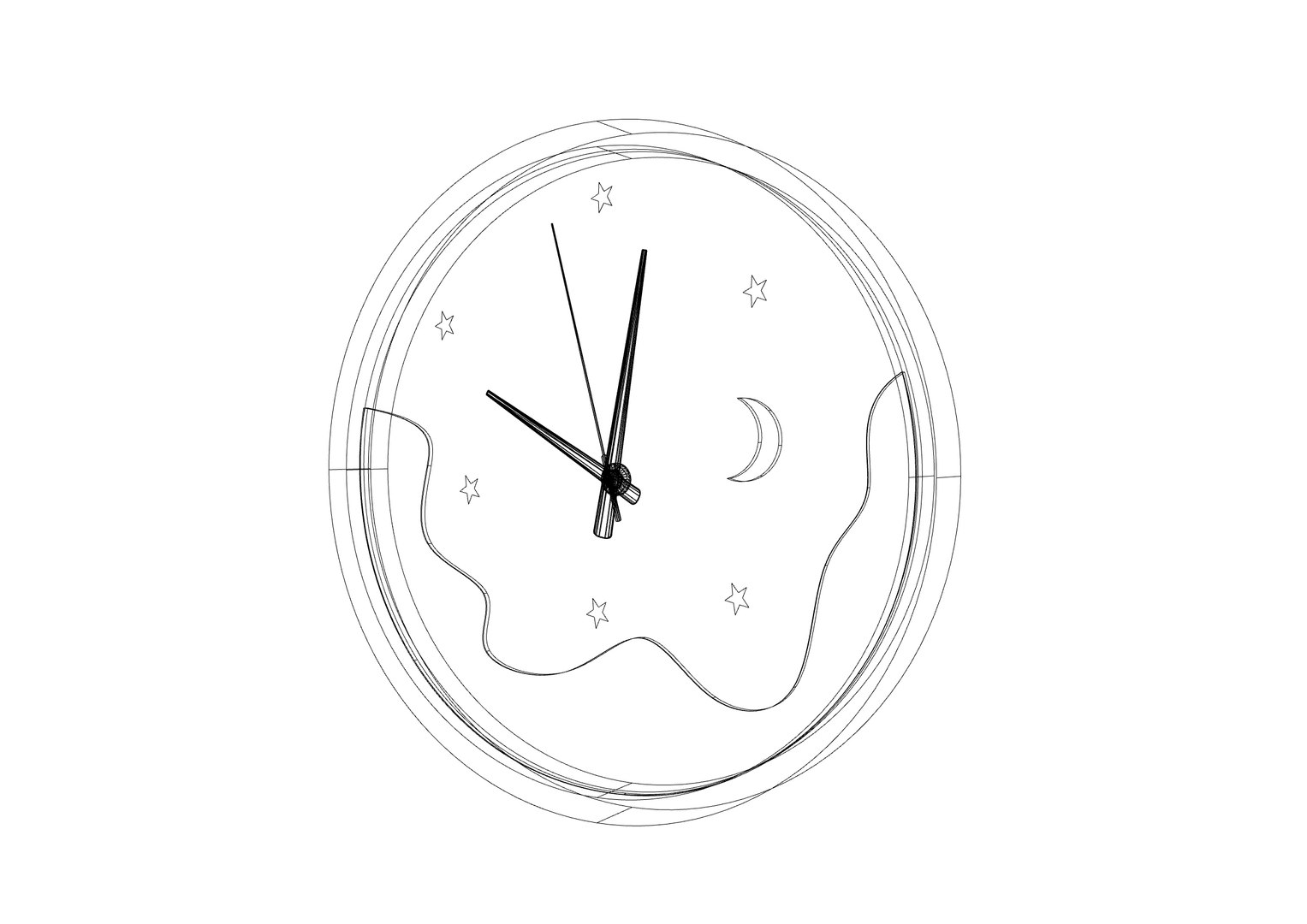 Wall Clock - Night Sky 3D Model - TurboSquid 1478715