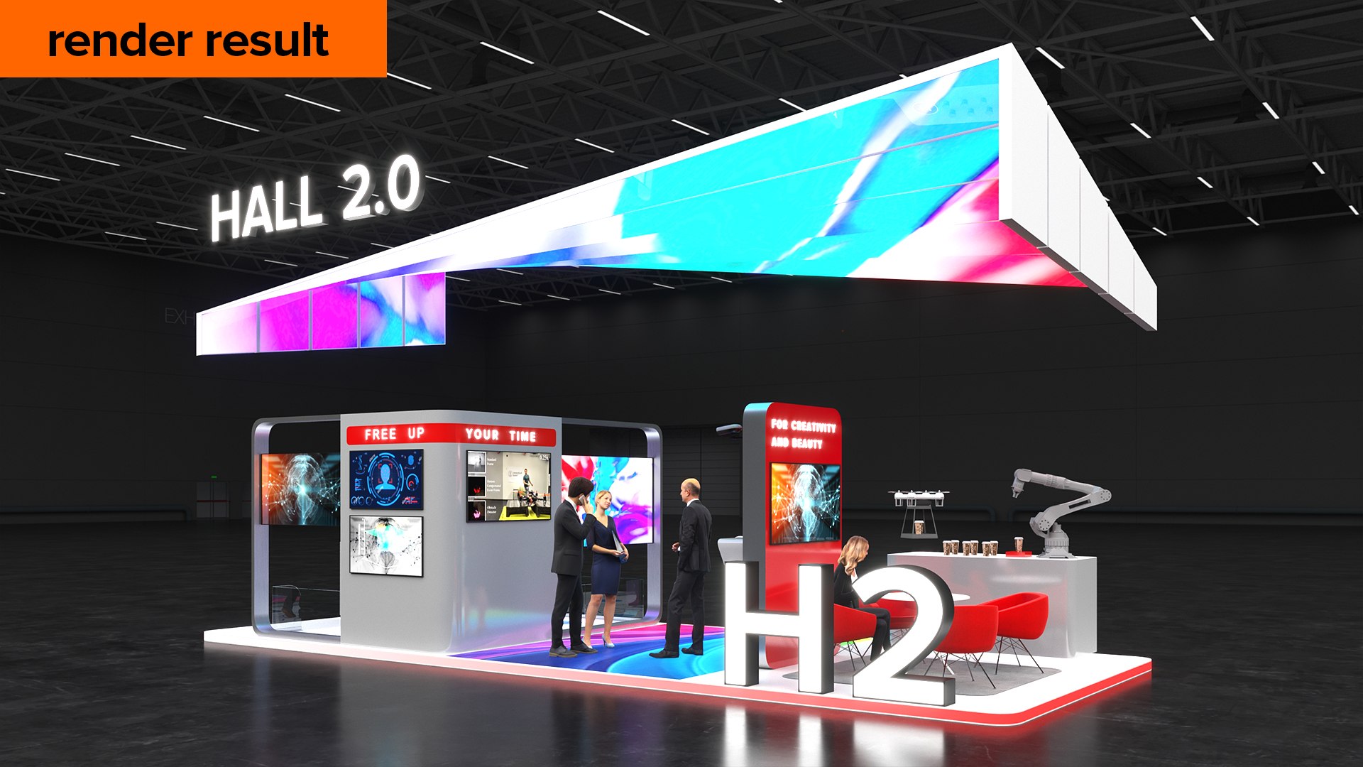 A Fully Ready For Rendering 3D Hall For The Exhibition Stand 3D Model ...