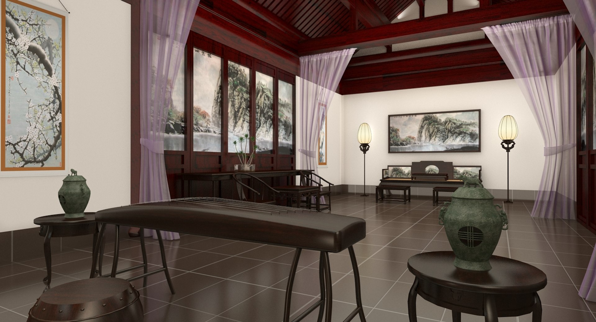 Max Chinese Piano Room Interior