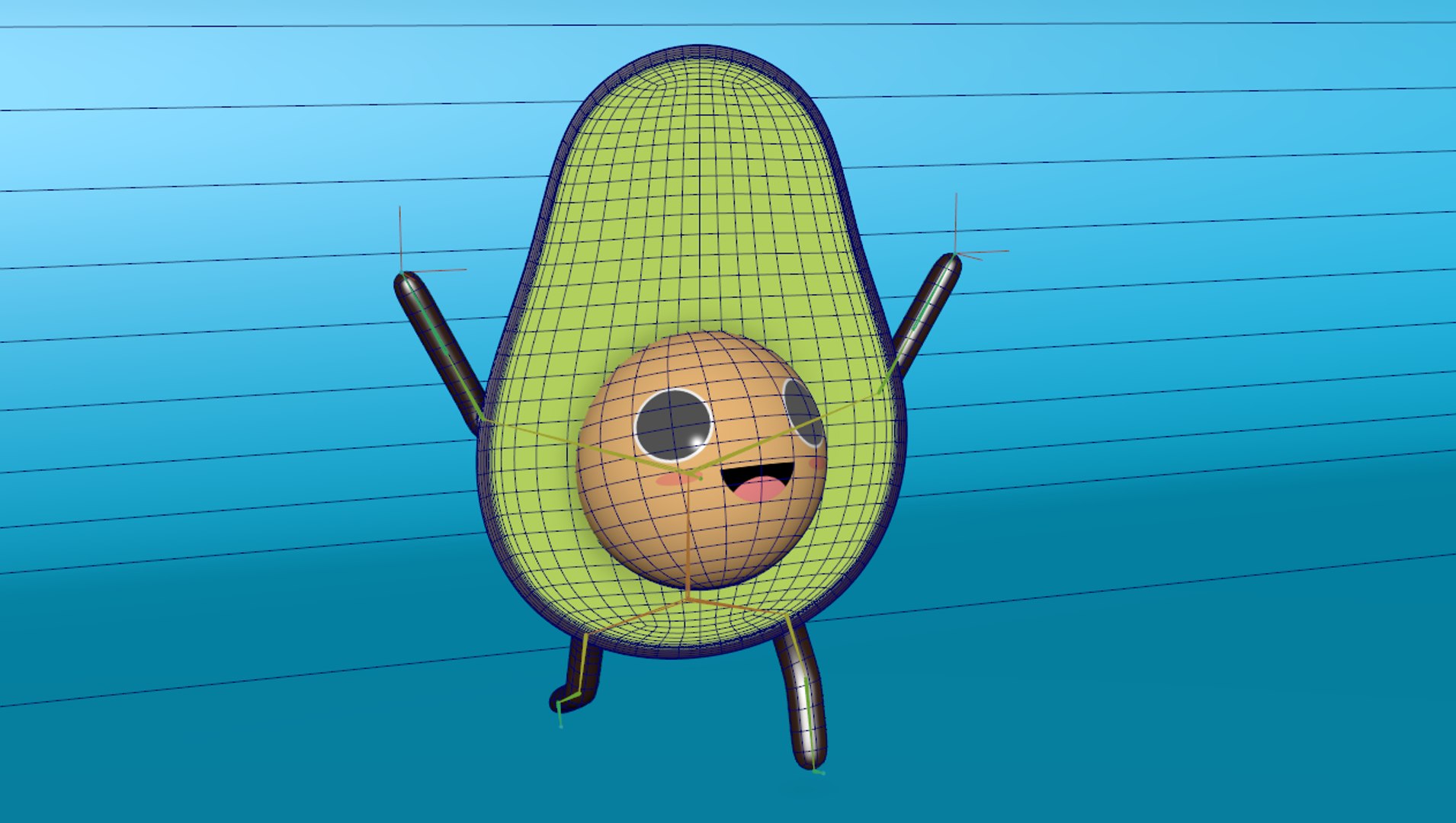 3D Avocado Guy Mascot Toon - TurboSquid 1324492