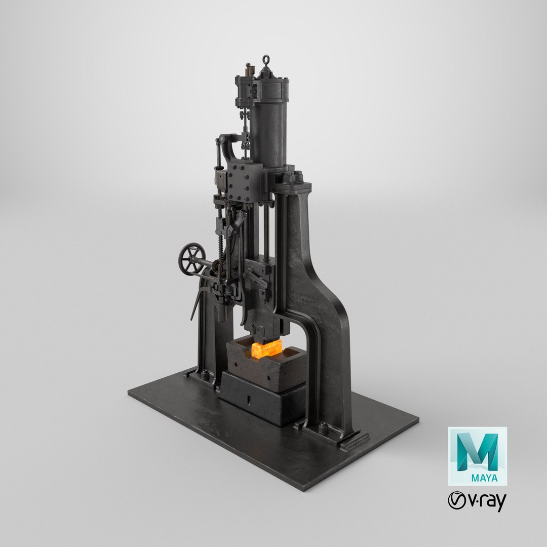 3D Vintage Industrial Steam Hammer - TurboSquid 2246231