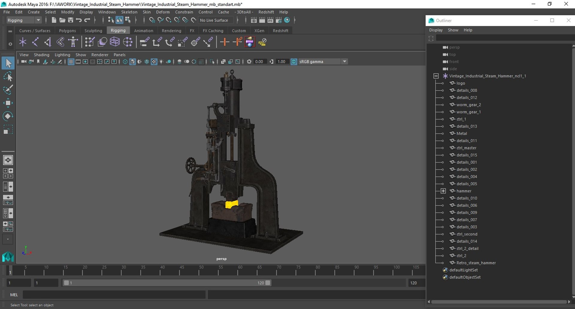 3D Vintage Industrial Steam Hammer - TurboSquid 2246231