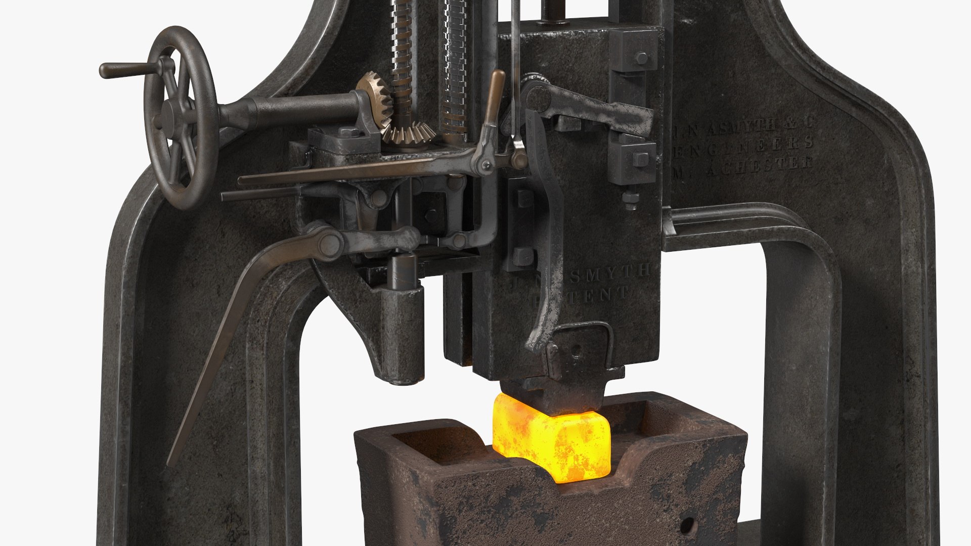 3D Vintage Industrial Steam Hammer - TurboSquid 2246231