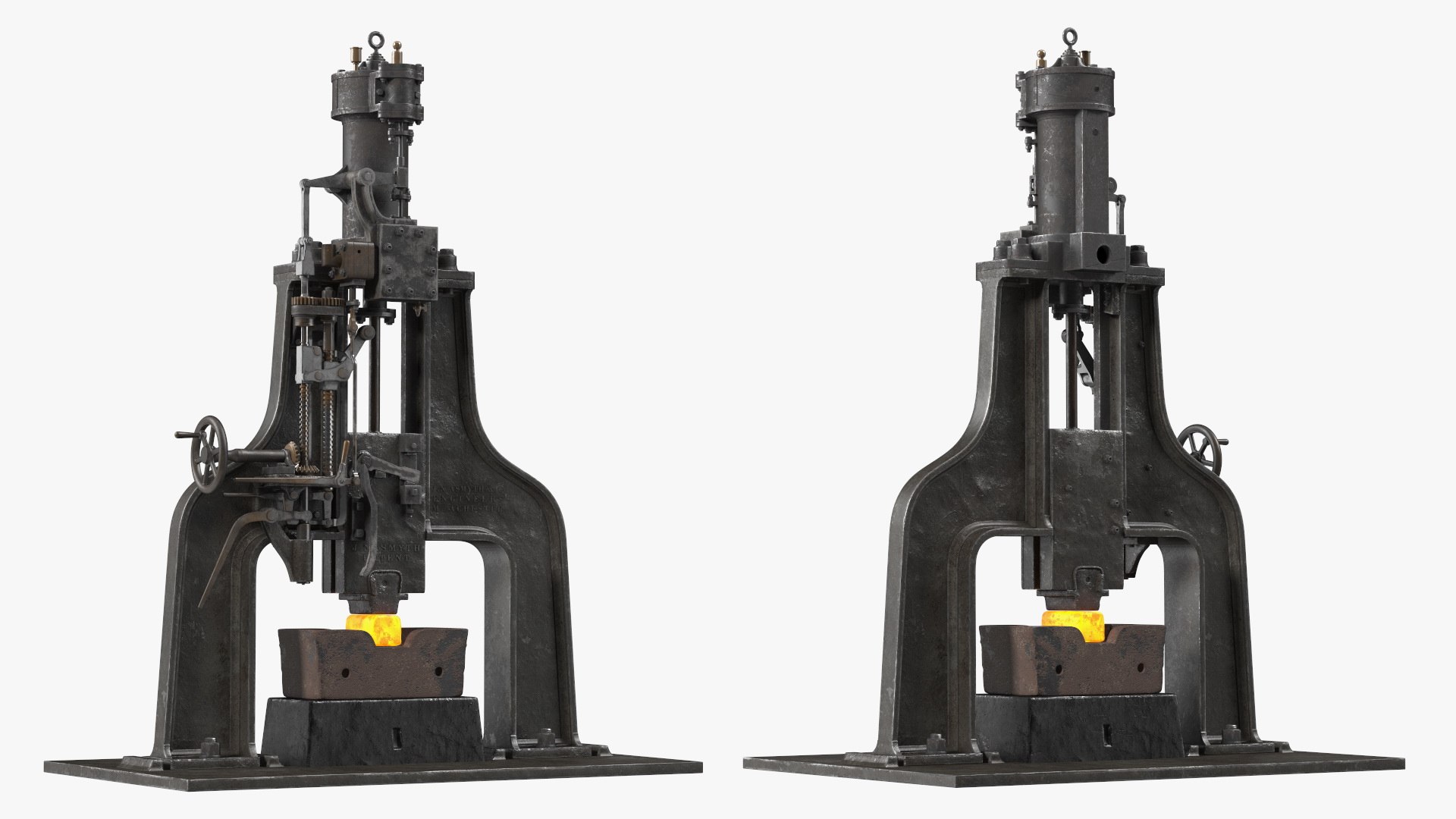 3D Vintage Industrial Steam Hammer - TurboSquid 2246231