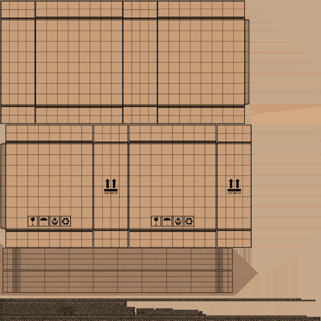 3D Cardboard Box 50x20x50 Half Open Model - TurboSquid 2509220