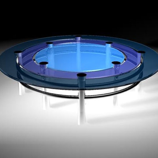 blue glass table c4d