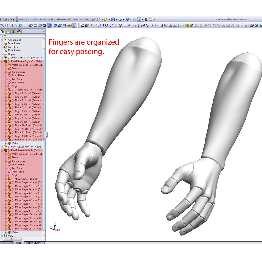 3d Hand Poseable Solidworks