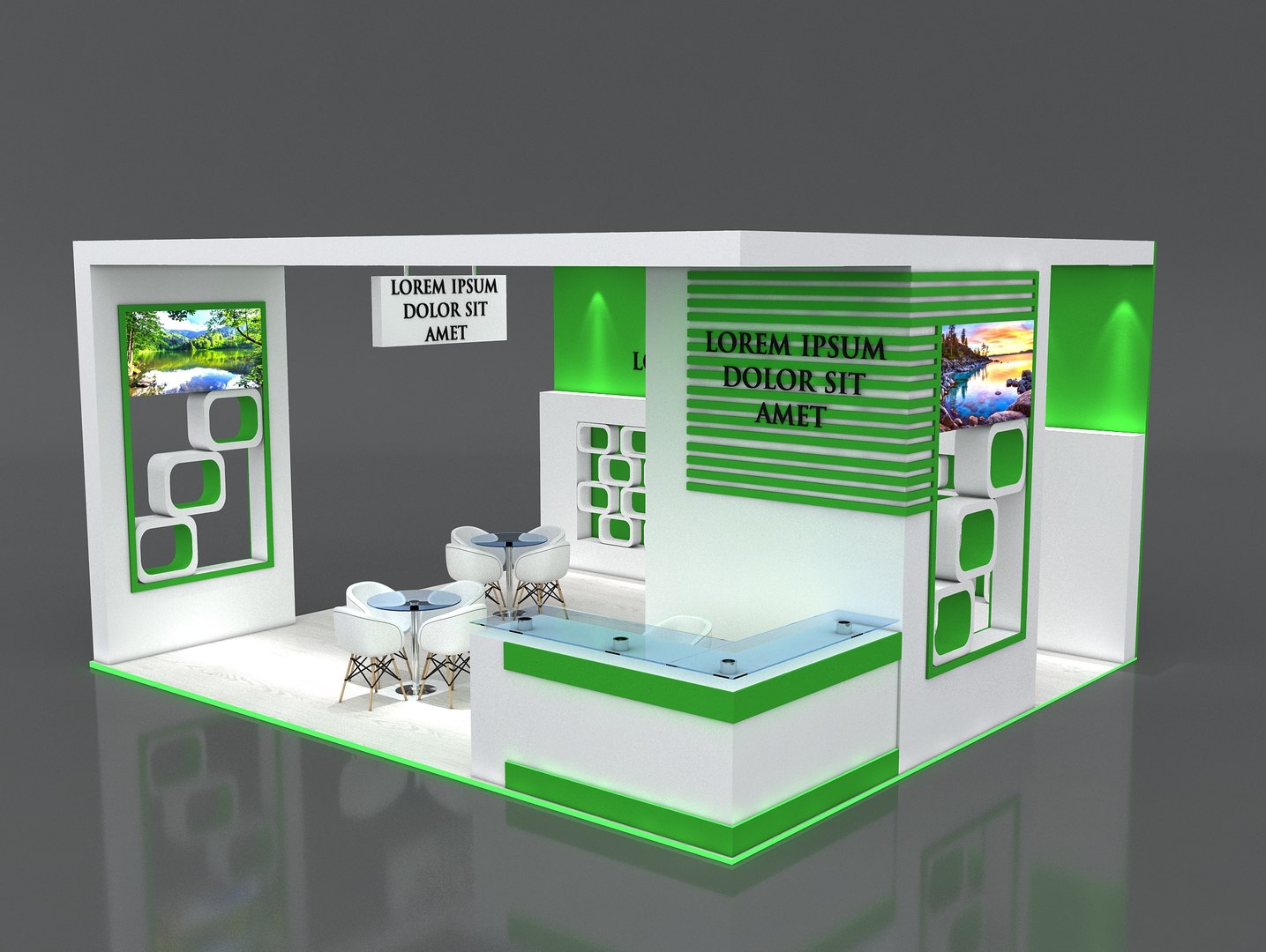 Booth Exhibition Stand Stall 6x7m Height 365 Cm 3 Side Open 3D - TurboSquid 2053726