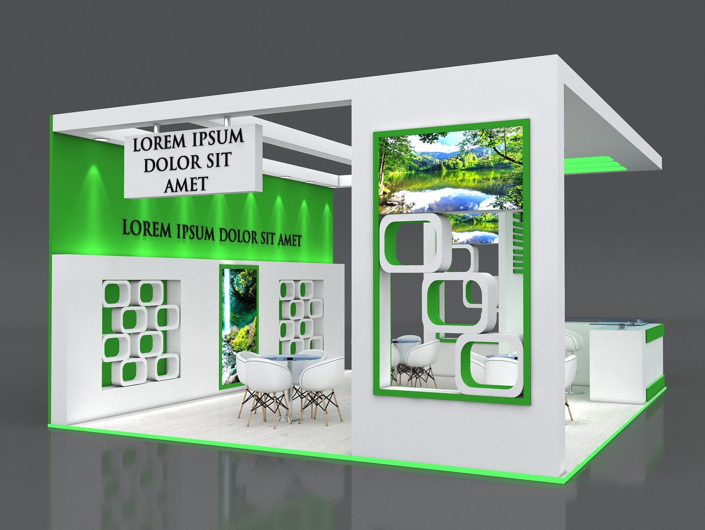 Booth Exhibition Stand Stall 6x7m Height 365 Cm 3 Side Open 3D - TurboSquid 2053726