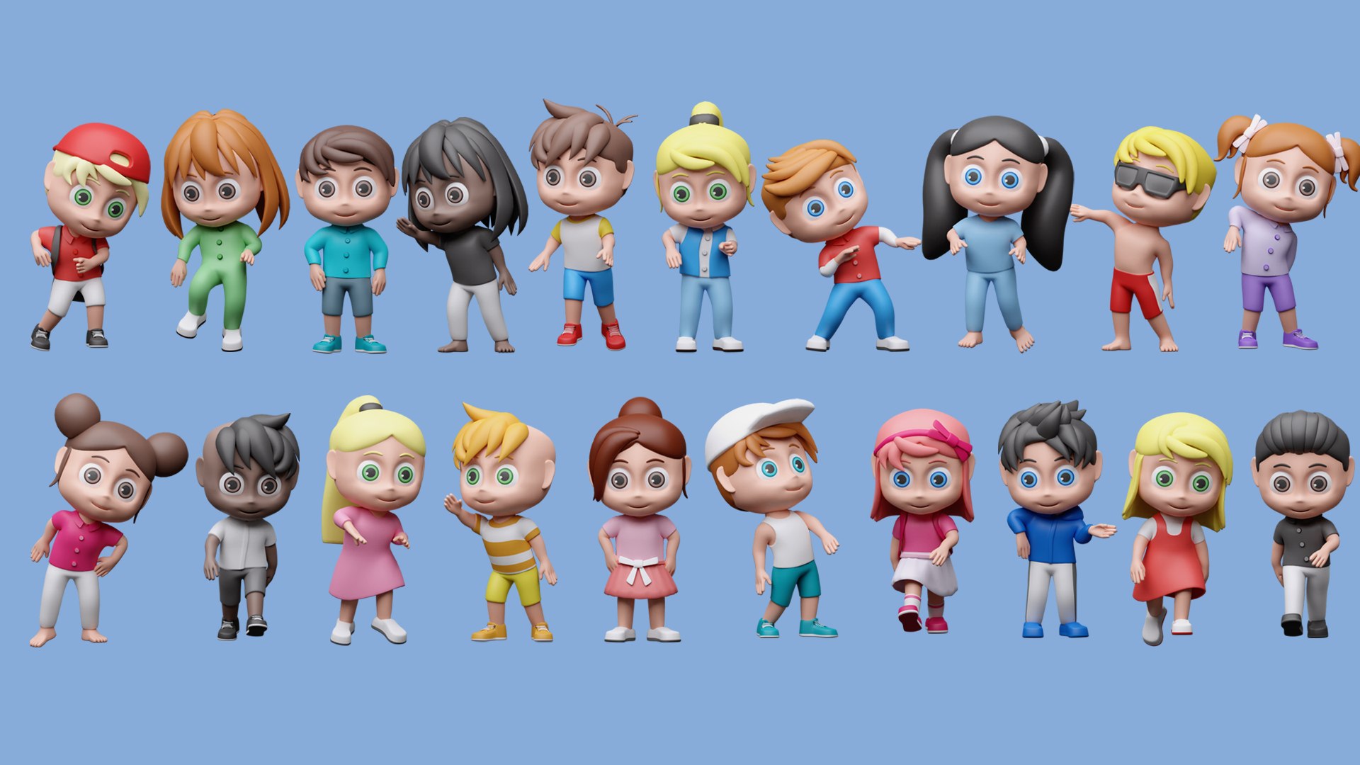 3D Cartoon Characters Kids - TurboSquid 2071865