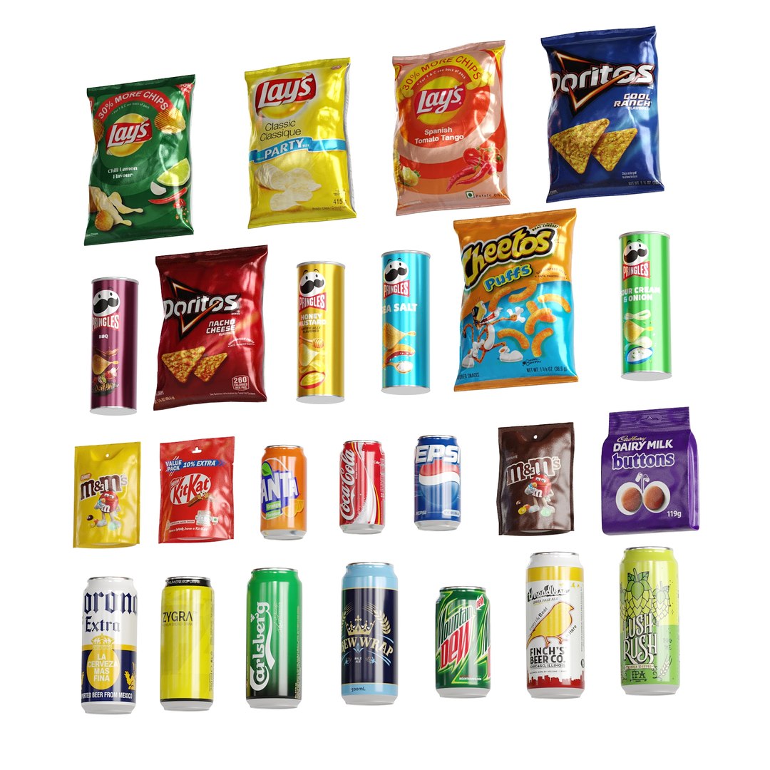 25 Snacks And Drinks 3D - TurboSquid 2248281