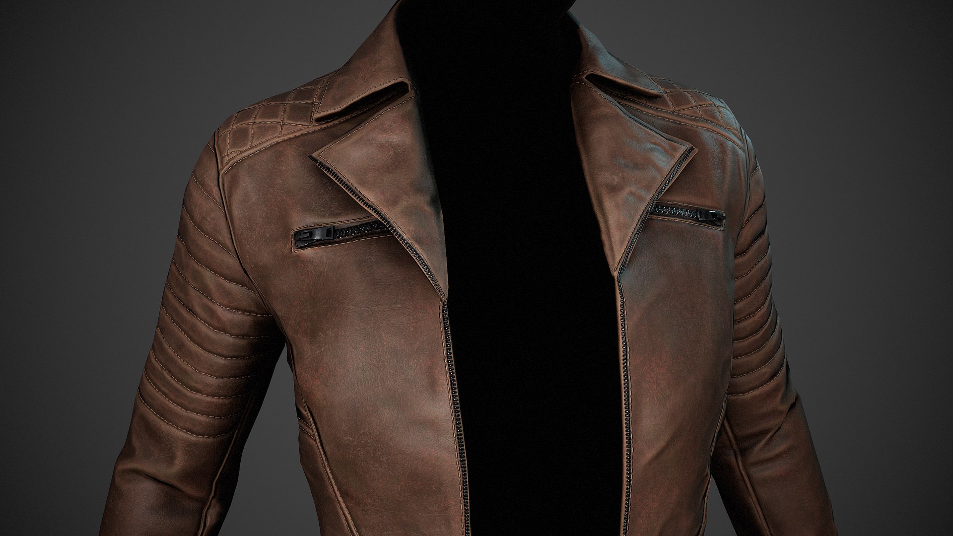 3D model Brown Biker Jacket - TurboSquid 2179638