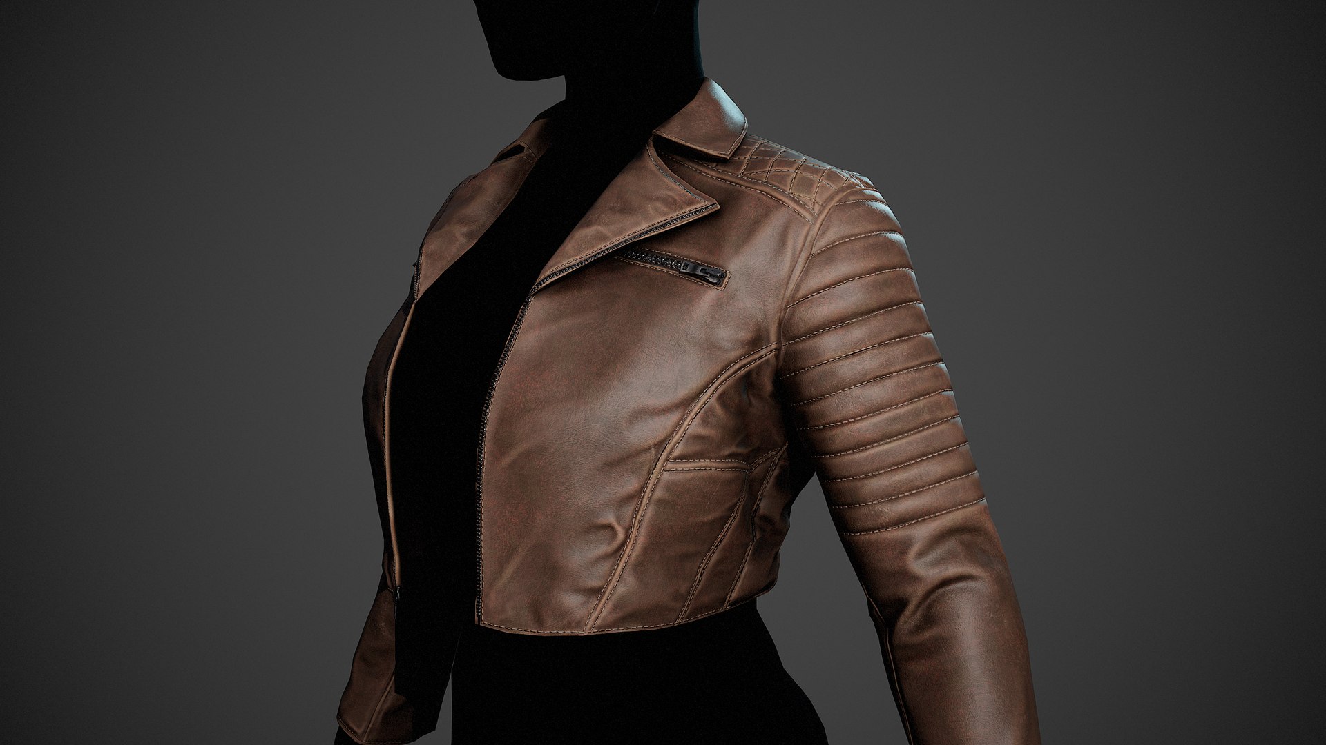 3D model Brown Biker Jacket - TurboSquid 2179638
