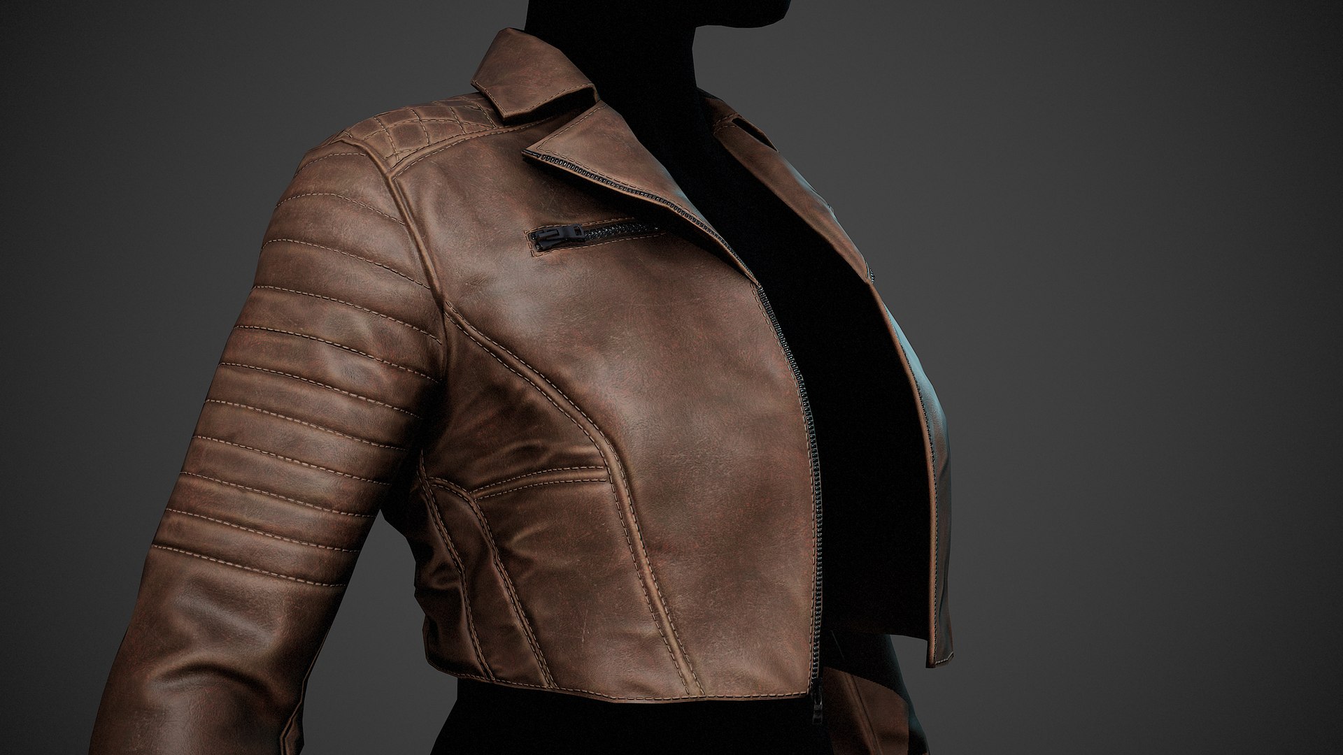 3D model Brown Biker Jacket - TurboSquid 2179638