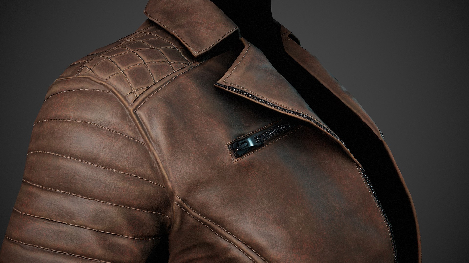 3D model Brown Biker Jacket - TurboSquid 2179638