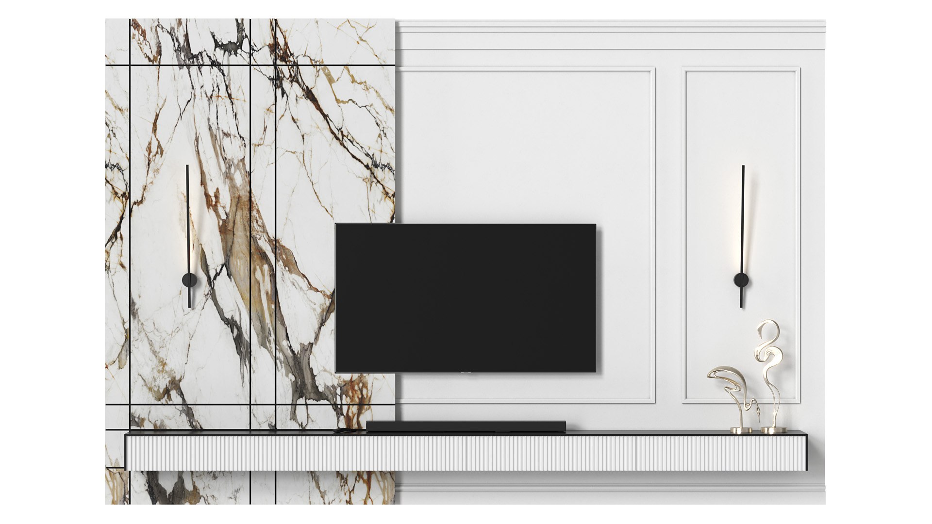 Wall With TV 043 Model - TurboSquid 1923344