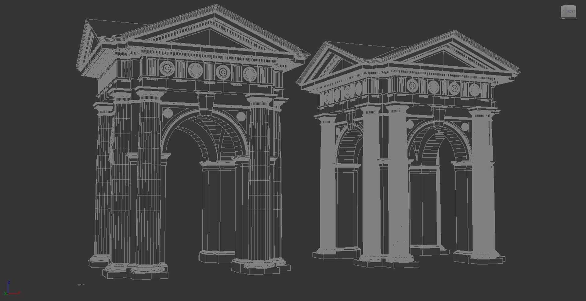 Arched Portico In Doric Denticulated Column Order Gazebo 3D Model ...