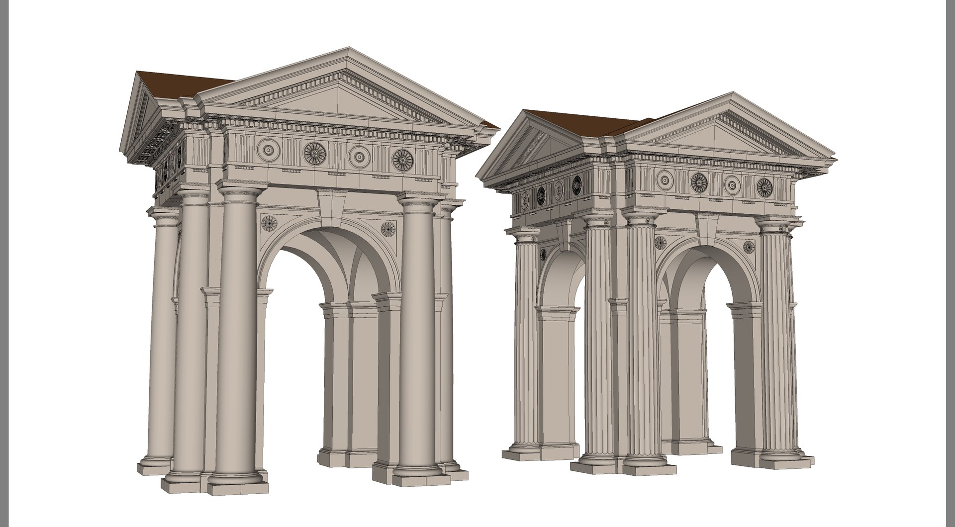 Arched Portico In Doric Denticulated Column Order Gazebo 3D Model ...